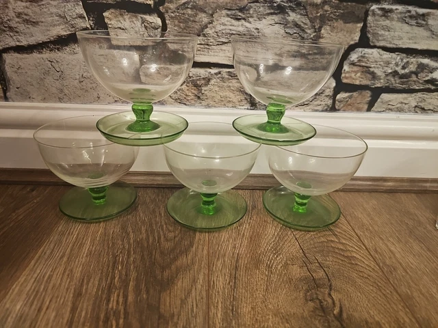 60' SEAFOOD COCKTAIL Glasses - Dessert Bowls Light Green x5 £31.45 ...