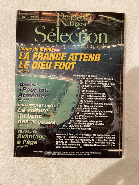 REVUE READER S digest avril 1998 coupe du monde EUR 1,50 - PicClick FR