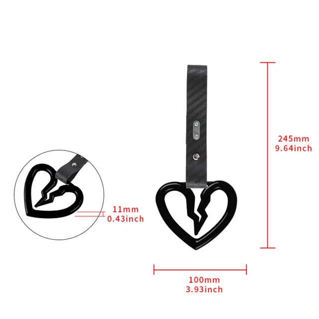 CAR ACCESSORY JDM S Broken Heart TSURIKAWA Black Ring Carbon PVC Handle ...