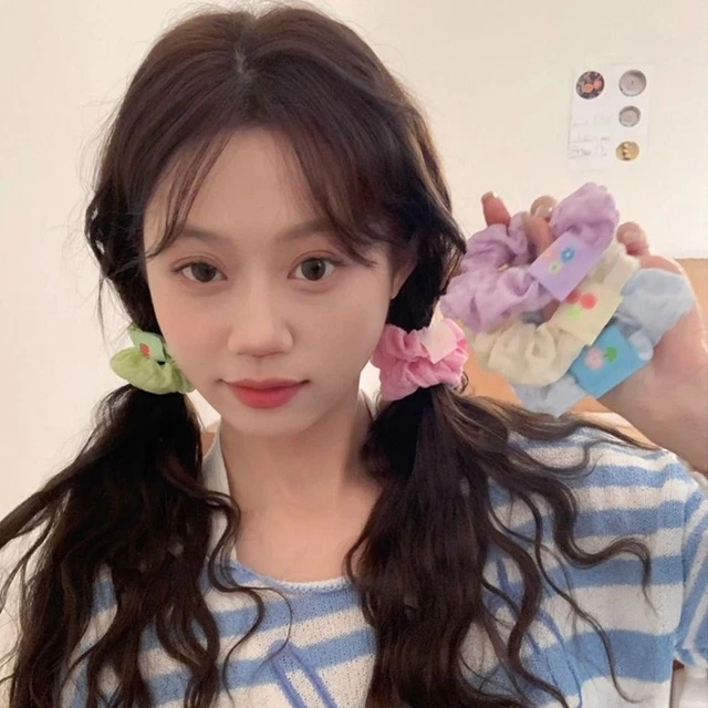 CANDY COLOR LABEL Hair Loop Large Korean Hair Rope Flower Headwear EUR ...