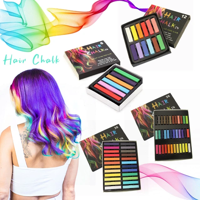 HAIR CHALK TEMPORARY Bright Colour Hair Dye Soft Pastels Girls Kids ...