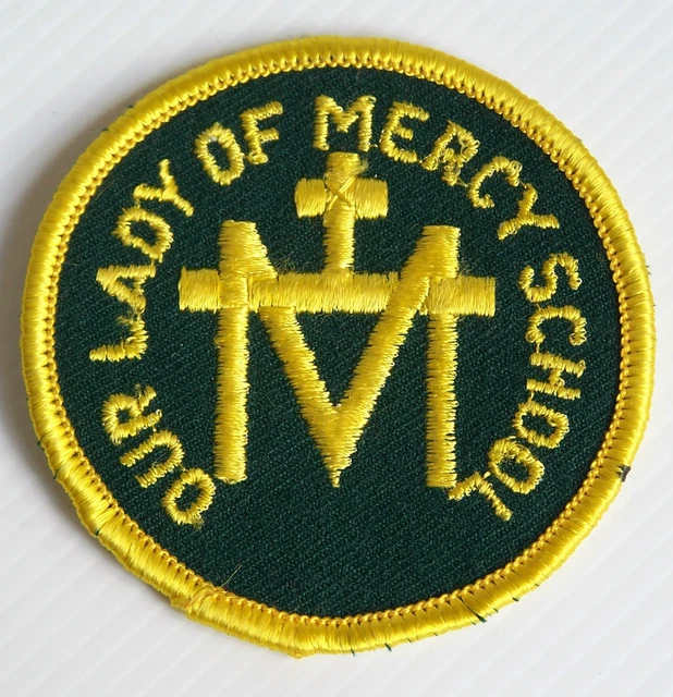 VINTAGE OUR LADY Of Mercy School Embroidered Patch Woven Cloth Sew-On ...