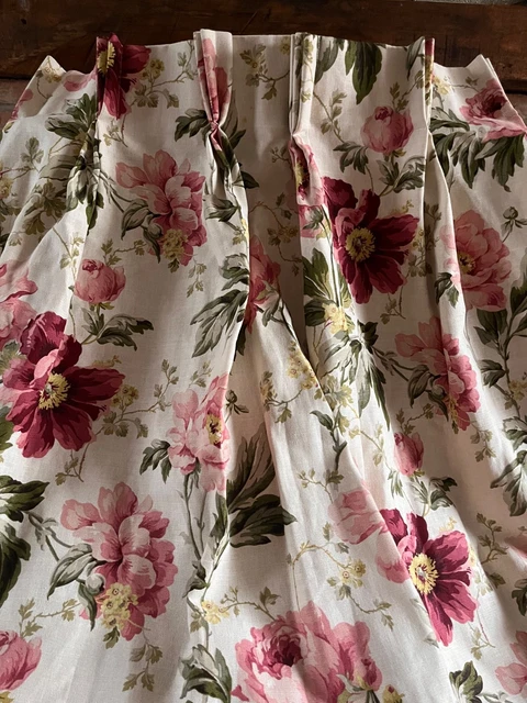 LAURA ASHLEY PINCH Pleat Curtains Peony Garden Linen Blend 54"L x 29"W ...