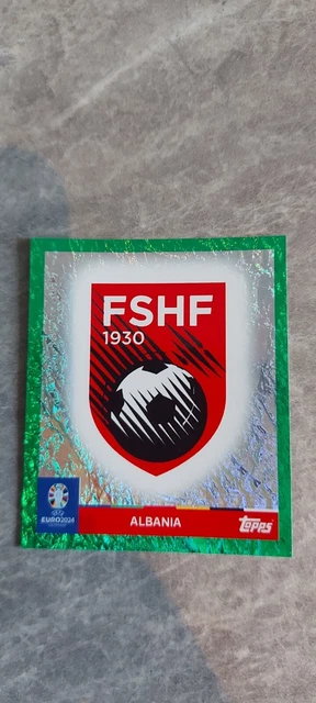 TOPPS EURO 2024 Sticker Super Rare Albania Badge Green Parallel Foil ...