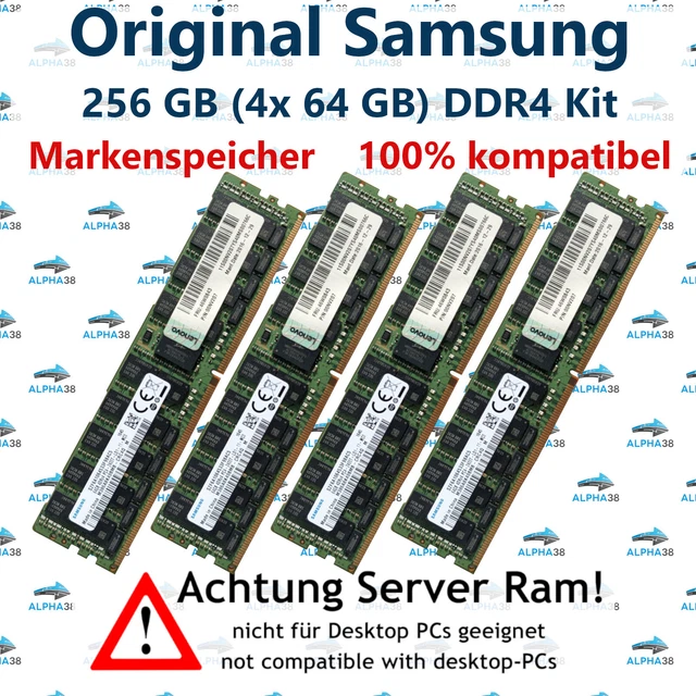 256 GB (4X 64 GB) Lrdimm ECC DDR4-2400 Dell PowerEdge C6320P FC430 ...