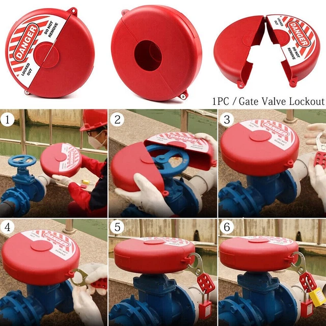 RED CIRCULAR INDUSTRIAL Safety Gate Valve Lockout for Portable Round ...