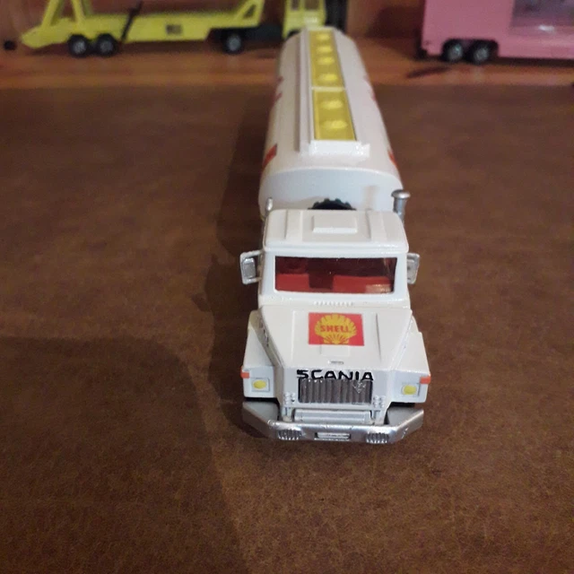 MAJORETTE SCANIA 140 camion citerne restauré sérigraphié Shell, ech 1/ ...
