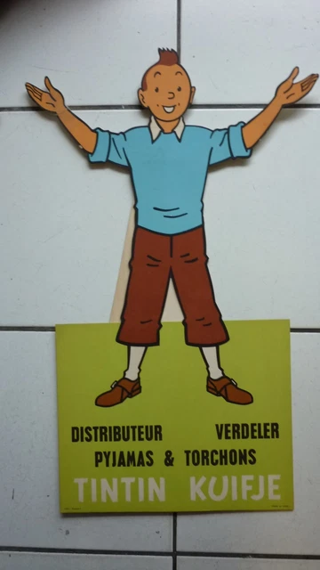 TRES RARE PLV Tintin Pub Distributeur De Pyjamas / Annees 60 / 66 X 42 ...