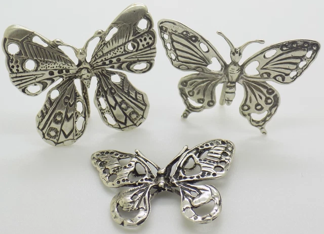 VINTAGE ITALIAN GENUINE Silver 800 Real Life Size Butterfly Decorative ...