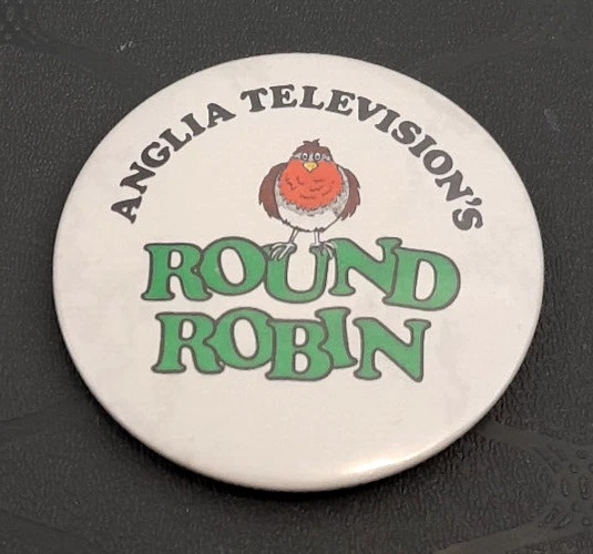 ANGLIA TELEVISION'S ROUND ROBIN PIN BADGE 5CM x 5CM COLLECTABLE ...