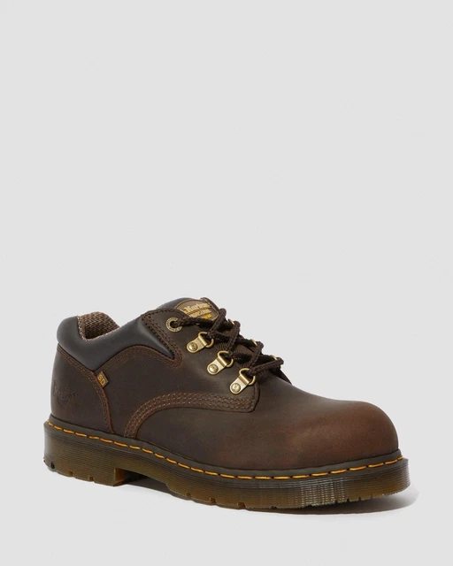 DR. MARTENS HYLOW Steel Toe Work Boots Slip Resistant Mens 11 Brown Low ...