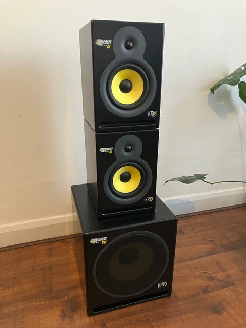 KRK ROKIT G1 Studio Monitor Rig: 2 x Rokit RP6 G1, 1 x Rokit RP-10S G1 ...