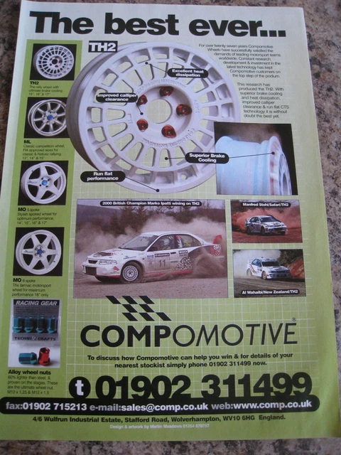 COMPOMOTIVE WHEELS MOTORSPORT Teams 2001 Poster Advert A4 Size File 10 ...