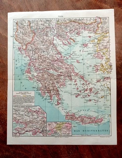 STAMPA OLD MAP antica mappa GRECIA MAR EGEO CHIO SAMO CRETA CICLADI ...