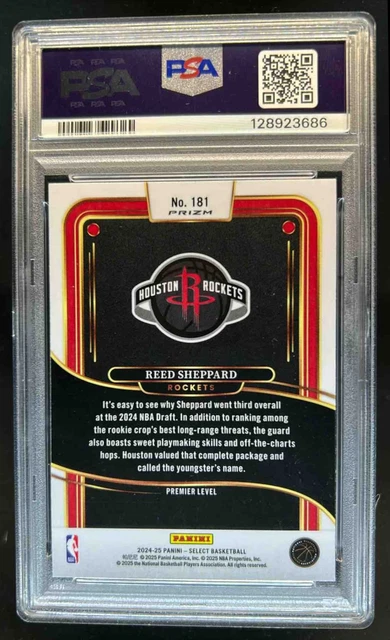 2024-25 SELECT REED Sheppard Premier Red Wave Prizm RC #181 Rockets PSA ...