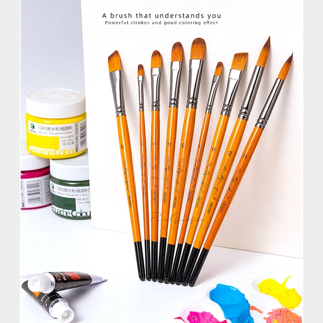(FILBERT BRUSHES)5PCS DRAW Paint Brushes Set Kit Artist Paintbrush With ...