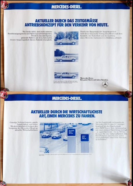 2 ORIG. PLAKAT Poster Mercedes-Benz W123 von 1976 erster 200 D ...