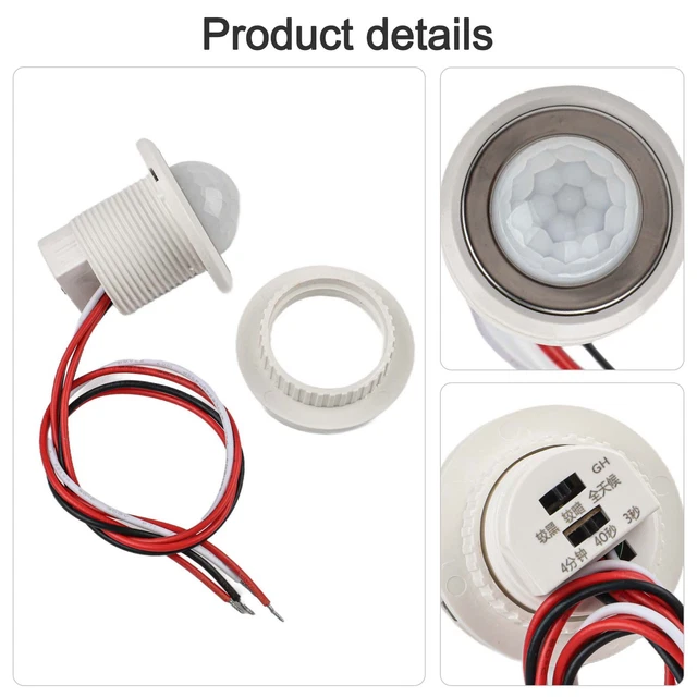 ADJUSTABLE AUTO PIR Infrared Motion Sensor Switch DC5 24V Delay ...
