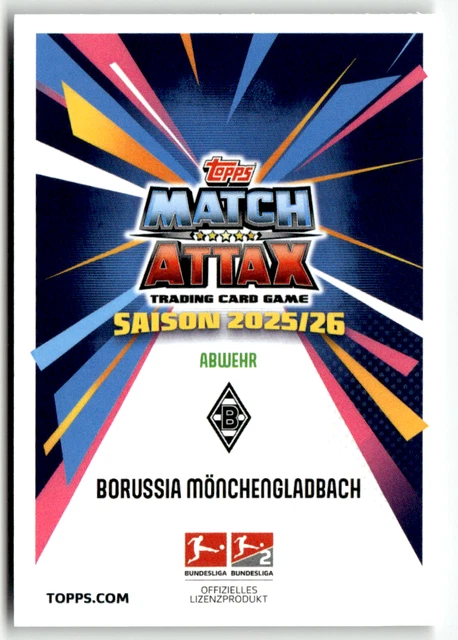 TOPPS MATCH ATTAX Bundesliga 2025-26 Numéro 454 Joe Scally Icon Bronze ...