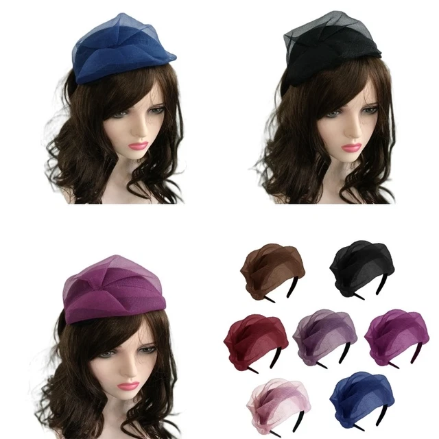 FRENCH CRAPE RUFFLE Half Caps 1920s Fascinator Hairband Women Formal ...