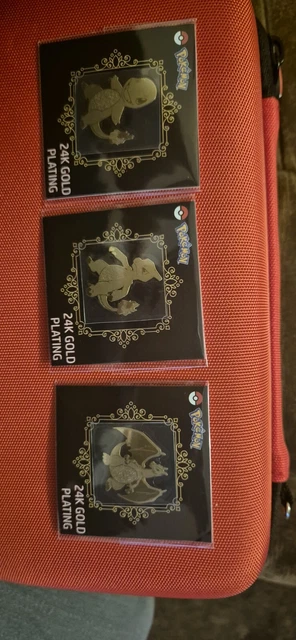 CHARIZARD, CHARMELEON, CHARMANDER 24K Gold Plating Metal Sticker ...