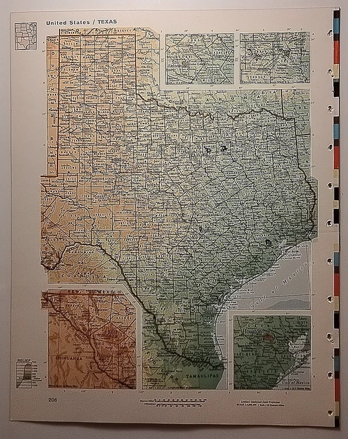 VINTAGE TEXAS ATLAS Map from a 1967 Mid-Century Modern World Book Atlas ...