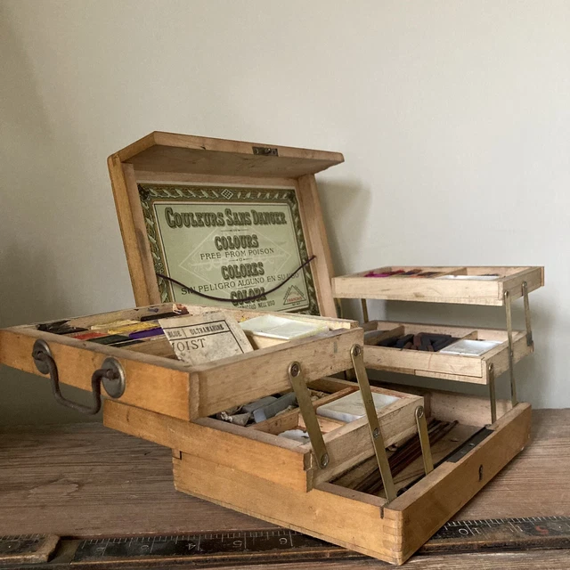 ANTIQUE ARTIST PAINT box Couleurs Sans danger water colours Paris £256. ...