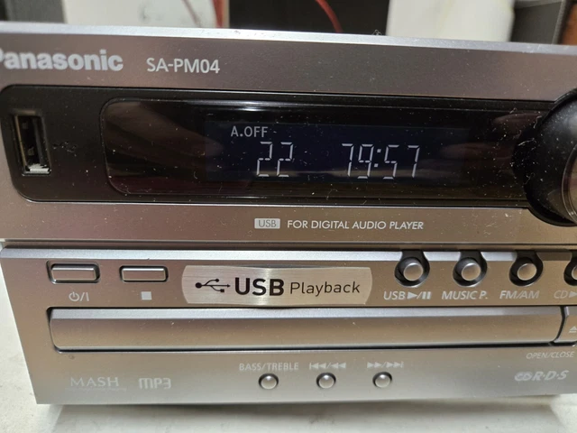 PANASONIC SA-PM04 MICRO Hi-fi Bookshelf Stereo System FM/AM USB MP3 CD ...