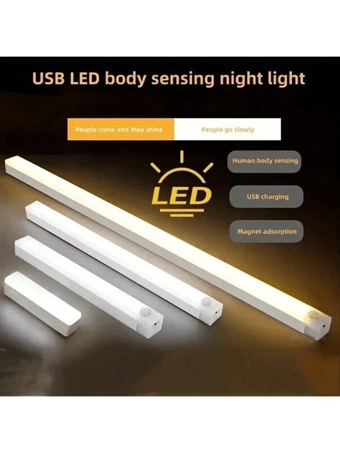 LED WIRELESS MOTION Sensor Night Light USB Rechargeable for Kitchen ...