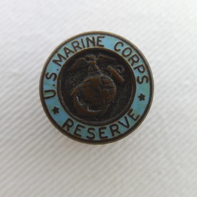 VINTAGE PRE-WAR U.S. Marine Corps Reserve Button Hole Pin Blue Enamel ...