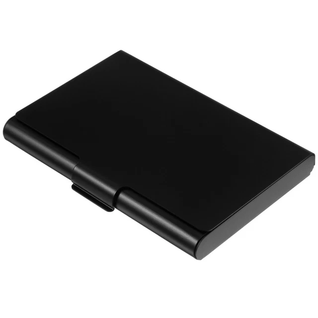 BUSINESS CARD ORGANIZER Portable Office Cards Box Holder Aluminum Alloy ...