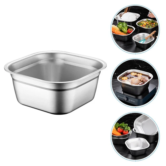 STAINLESS STEEL BASIN Kitchen Vegetable Washing Basin Metal Basin Soup ...