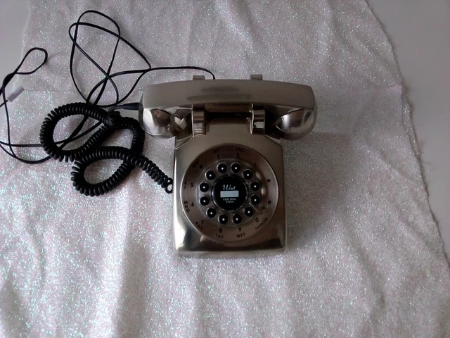 TELEPHONE RETRO STYLE silver colour Push Button, landline. Good ...