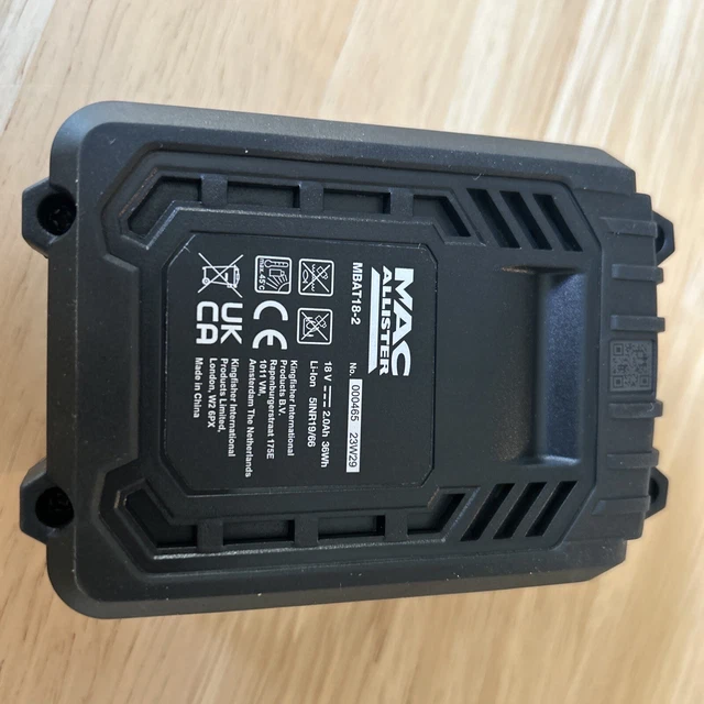 MAC ALLISTER BATTERY MBAT18-2 Solo 18V 2.0Ah Li-ion With Charge ...