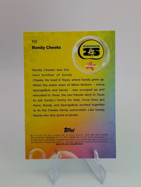 2025 TOPPS CHROME Spongebob Randy Cheeks Blue Refractor #112 /150 $52. ...