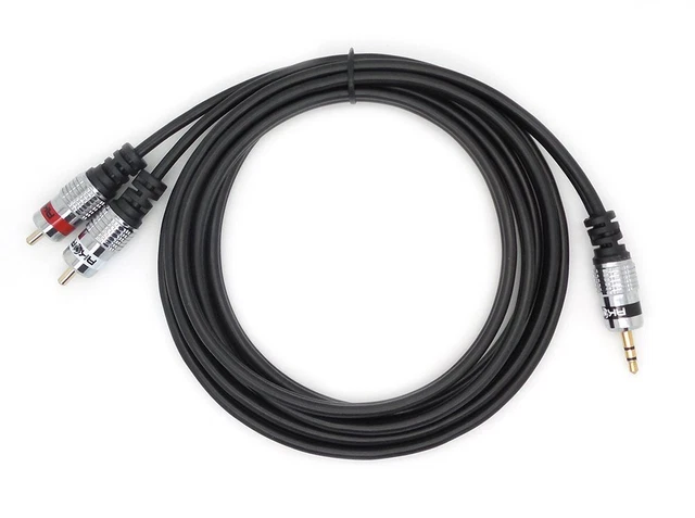 AKORD STEREO 3.5MM Jack Plug to TWIN 2xRCA PHONO Audio Lead GOLD CABLE ...