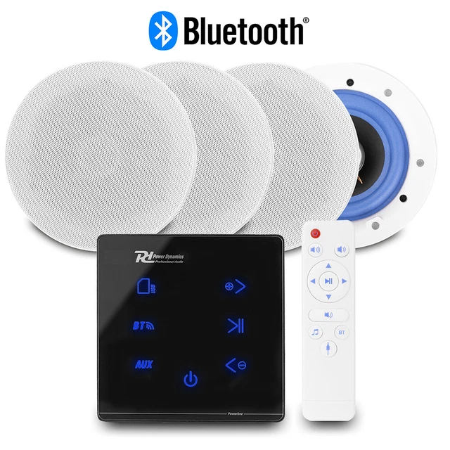 BLUETOOTH CEILING SPEAKER Set - 4x ESCS5 5.25" and A100B Home Audio ...