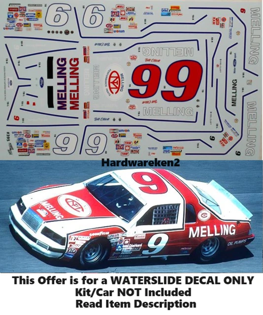 DÉCALCOMANIE NASCAR # 9 Melling 1983 Ford Thunderbird Bill Elliott ...