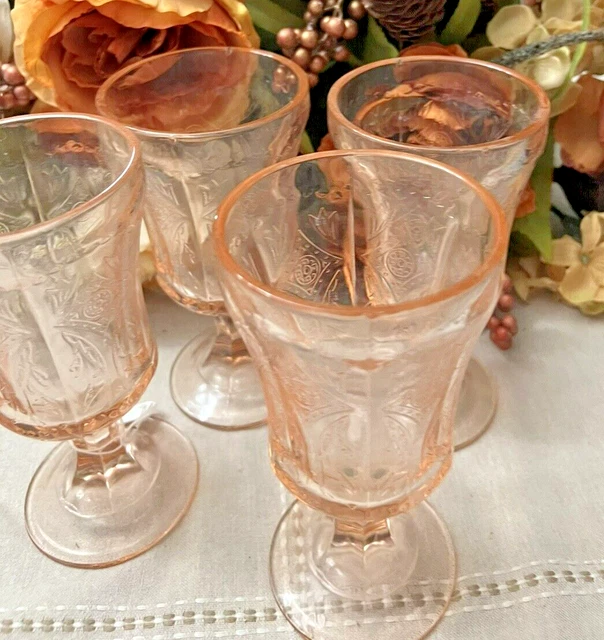 Vintage Indiana Federal Glass Pink Depression Glass Water Goblets
