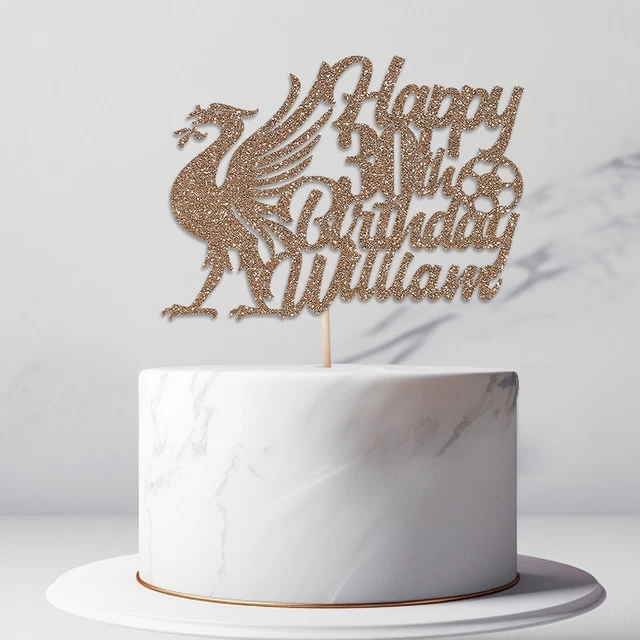 PERSONALISED LIVER BIRD Cake Topper Birthday Liver Glitter Pool Decor ...