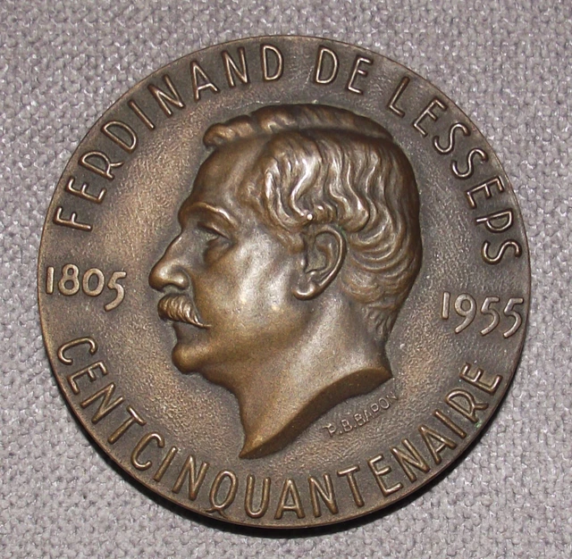 RARE ANCIENNE MEDAILLE Bronze Ferdinand De Lesseps 1805-1955 Par R.b ...