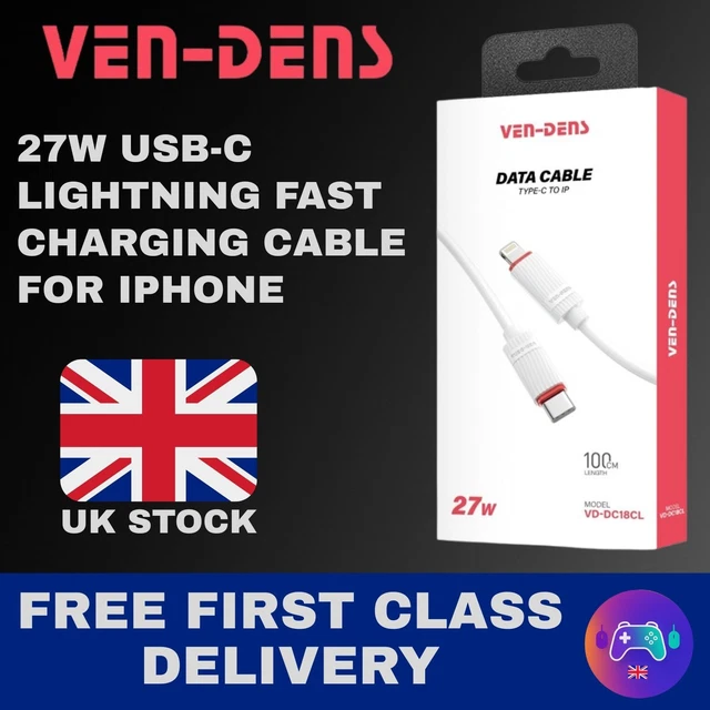 VEN DENS 27W USB-C to iPhone/iPad Charger Cable Fast Charging Data Sync ...