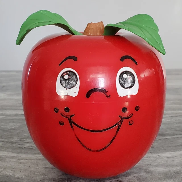 1972 FISHER PRICE HAPPY APPLE Short Stem Roly-Poly Chime Musical Toy ...