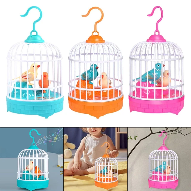 JOUET ÉLECTRIQUE OISEAU Chantant Contrôle Vocal Miniature avec Cage ...