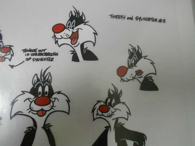 TWEETY & SYLVESTER Model Sheet Animation Cell 12 Figures Warner ...
