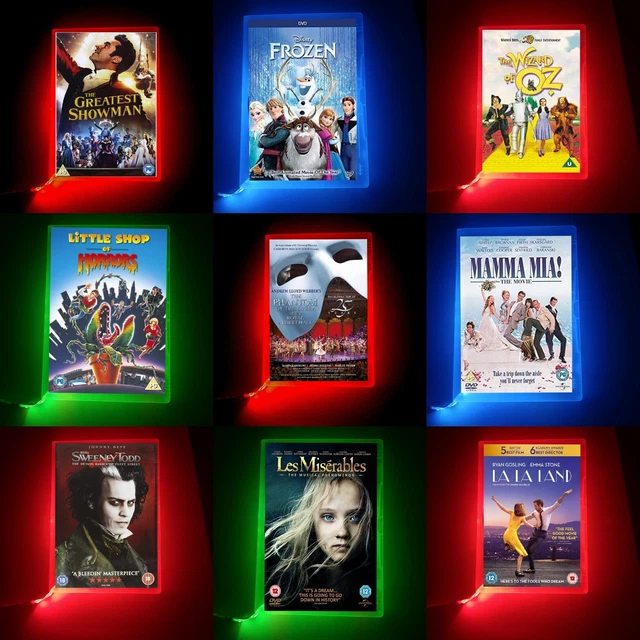 MUSICAL MOVIES, MULTICOLOUR Neon Dvds, Grease, Greatest Showman, La la ...