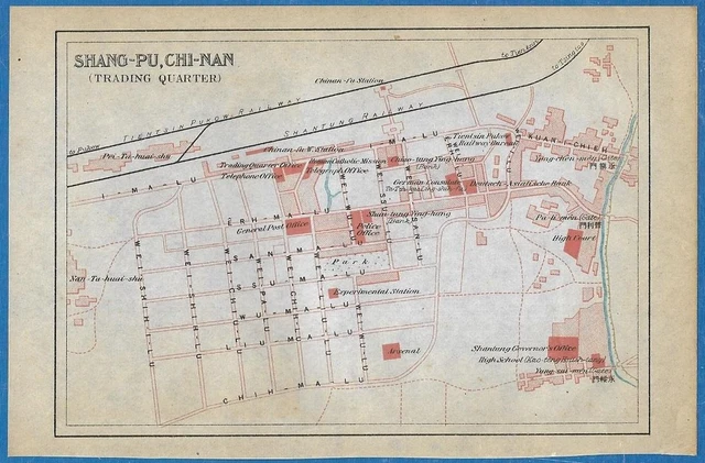 CHINA MAP 1915 Imperial Japanese Railway Map of SHANG-PU CHI-NAN ...
