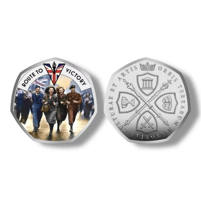 THE VE DAY 80th Anniversary Commemorative 50p Shaped Coin - Route To ...