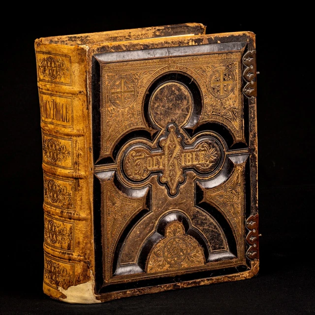ALTE HOLY BIBLE 1873 Antiquariat Antike | Alte Bibel Buch 6,5 kg A&N ...