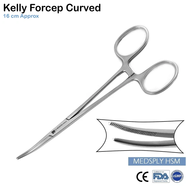 HEMOSTATIC KELLY FORCEPS Curved 16cm Locking Artery Dental Surgical ...